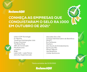 Em outubro, 21 empresas conquistaram o selo RA1000. Confira!